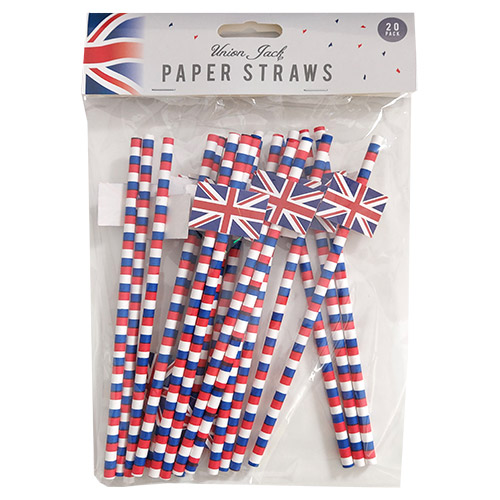 Union Jack 20 Paper Straws | Gifts - Kitchenware | British Corner Shop