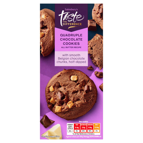 Sainsbury's Quadruple Chocolate Cookies, Taste the Difference 200g